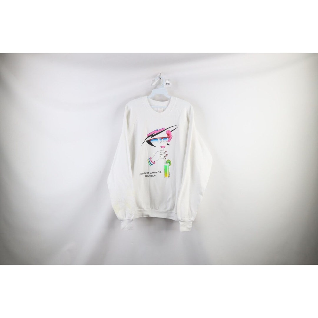 80s Mid Mod Womens Large Spell Out Boca Raton Crewneck Sweatshirt USA ...