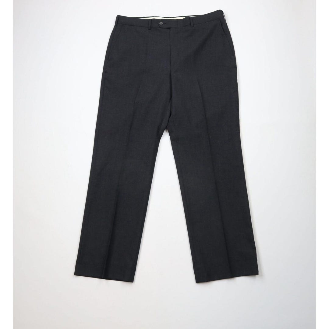90s Streetwear Mens 38x32 Worsted Wool Wide Leg Chino Pants Charcoal ...