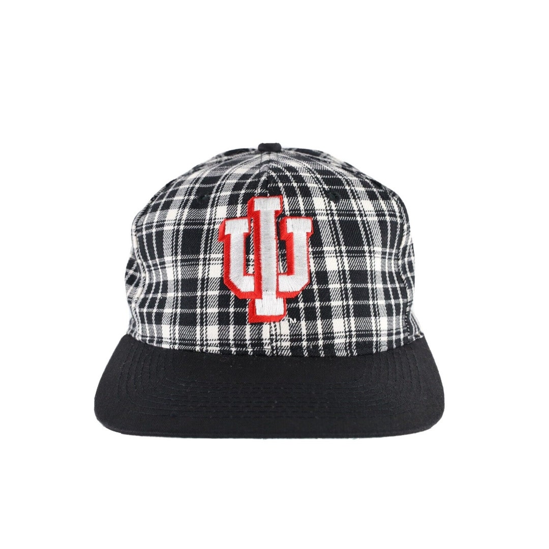 NOS Vintage 90s Indiana University Spell Out Checkered Plaid Snapback ...