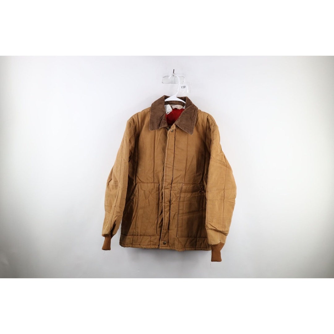 80s Walls Mens Medium Distressed Insulated Canvas Jacket Duck Brown USA ...