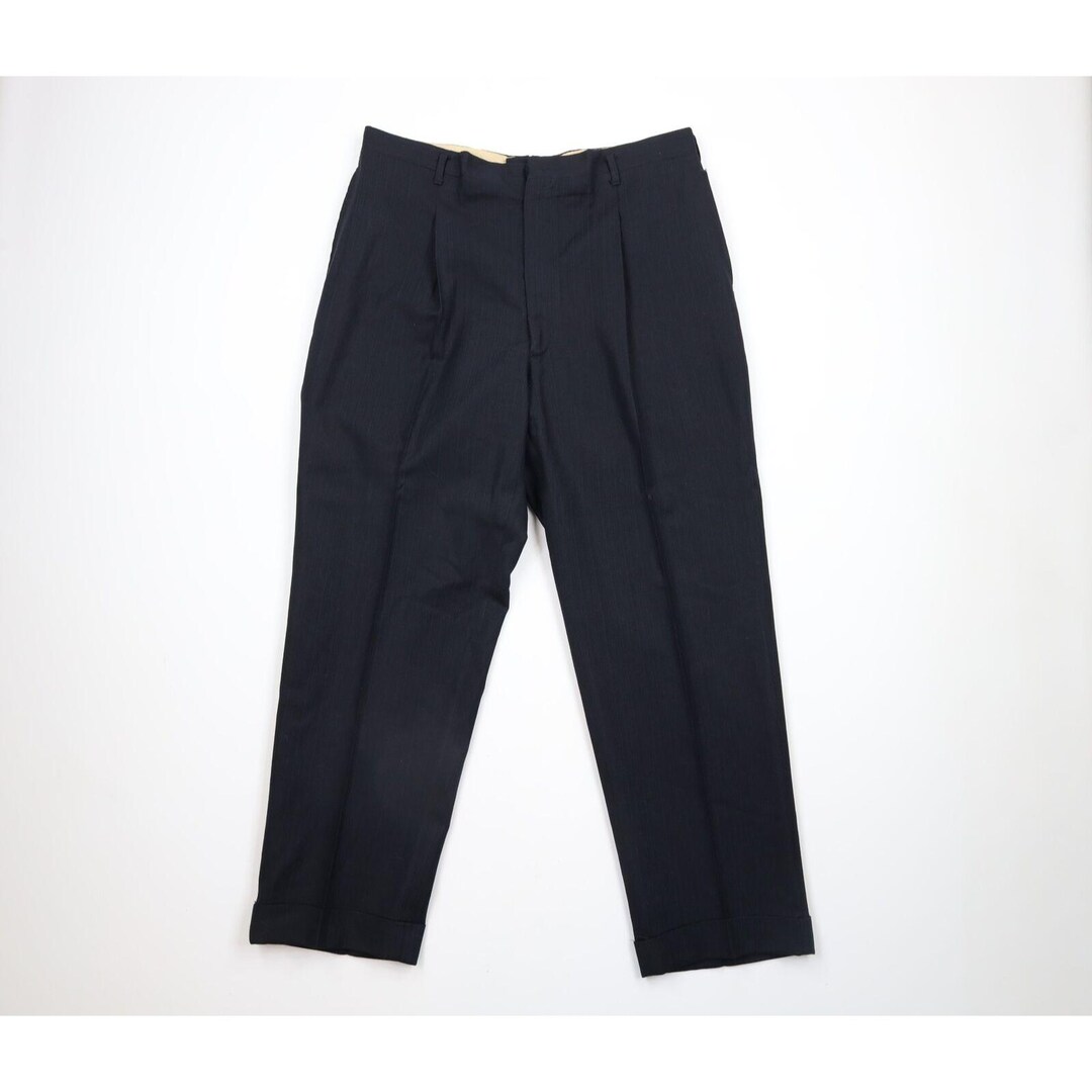 50s 60s Rockabilly Dapper Mens 36x30 Distressed Pleated High Waist ...