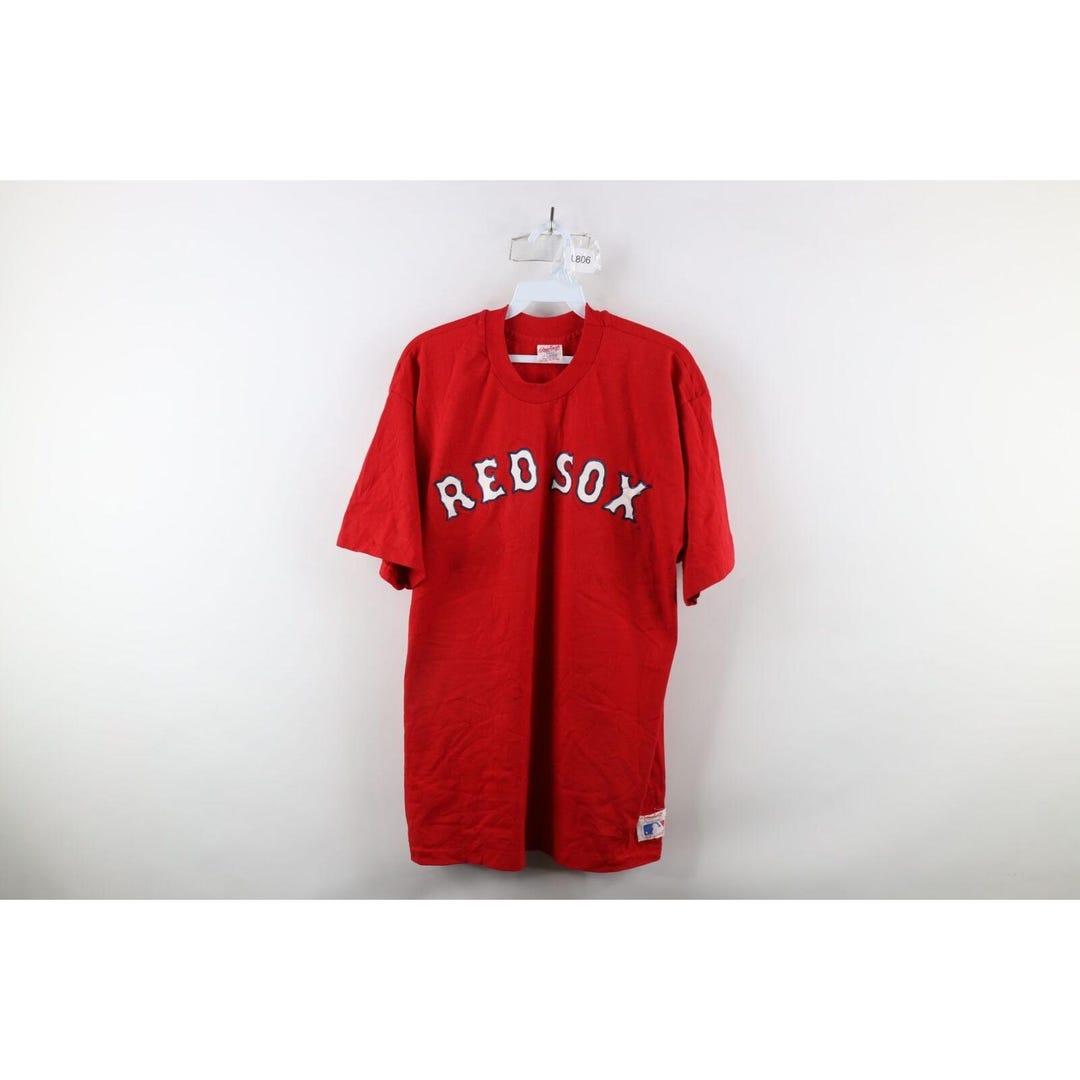 80s Rawlings Mens XL Spell Out Boston Red Sox Baseball T-shirt Red USA ...