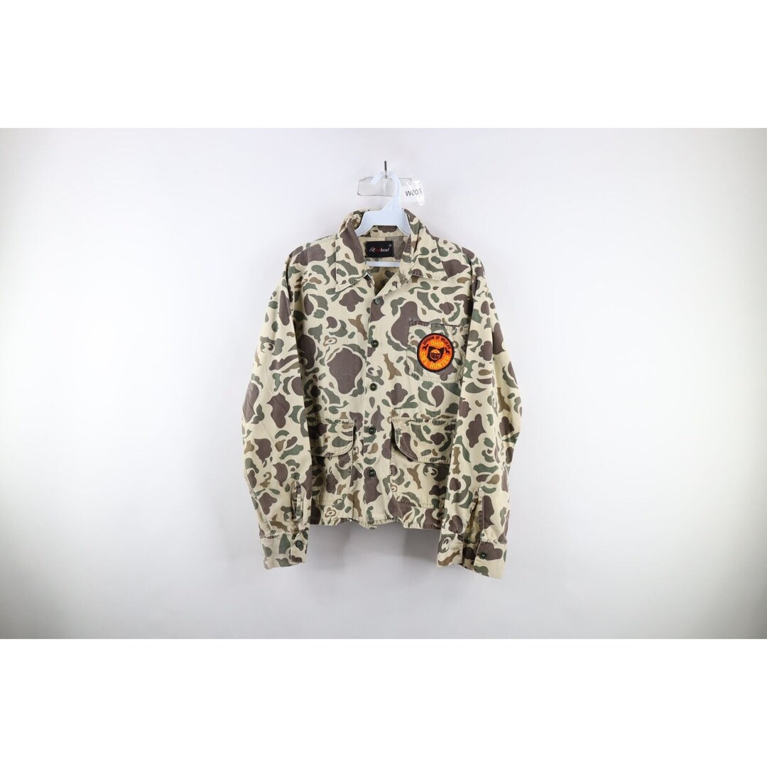 70s Mens Small Custom Hemmed Ohio Safe Hunter Camouflage Button Shirt ...