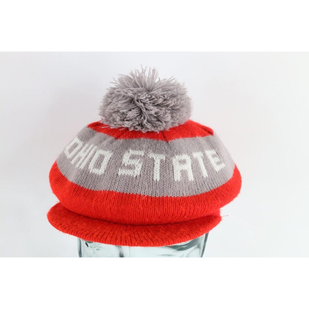 80s 90s Spell Out Knit Pom Ohio State University Brimmed Beanie Hat USA ...