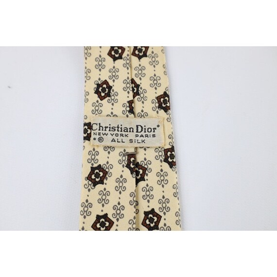 70s Christian Dior Distressed Geometric Silk Neck Tie… - Gem