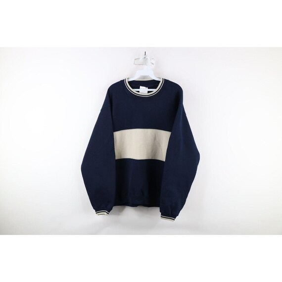 90s Streetwear Mens Large Faded Blank Color Block Cre… - Gem