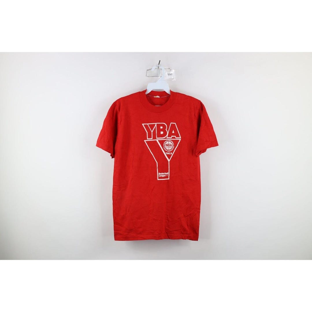 80s Mens Small Spell Out Yba NBA Players YMCA Short Sleeve T-shirt Red ...