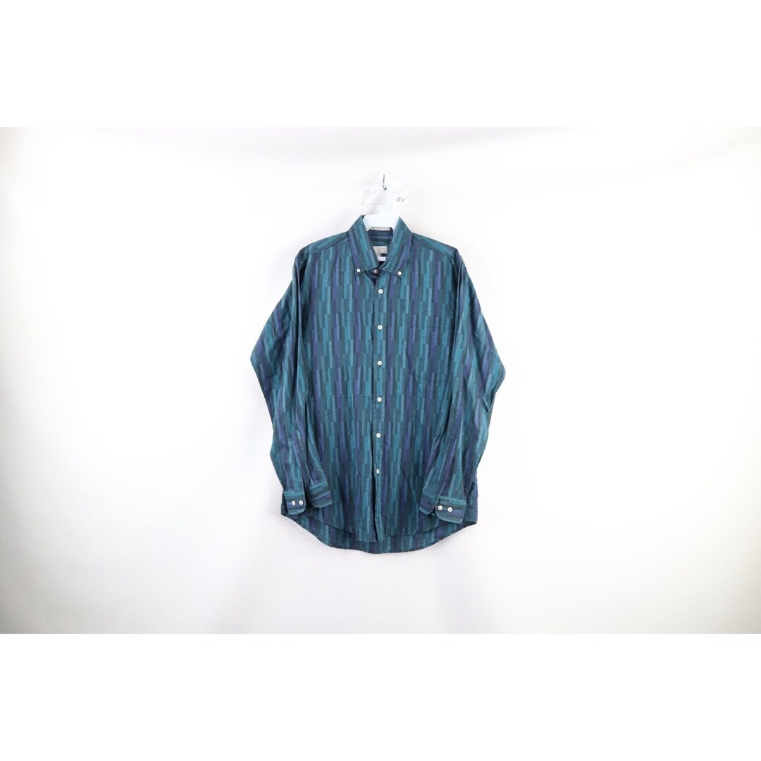 90s Streetwear Mens Medium Faded Striped Collared Button Shirt Cotton ...