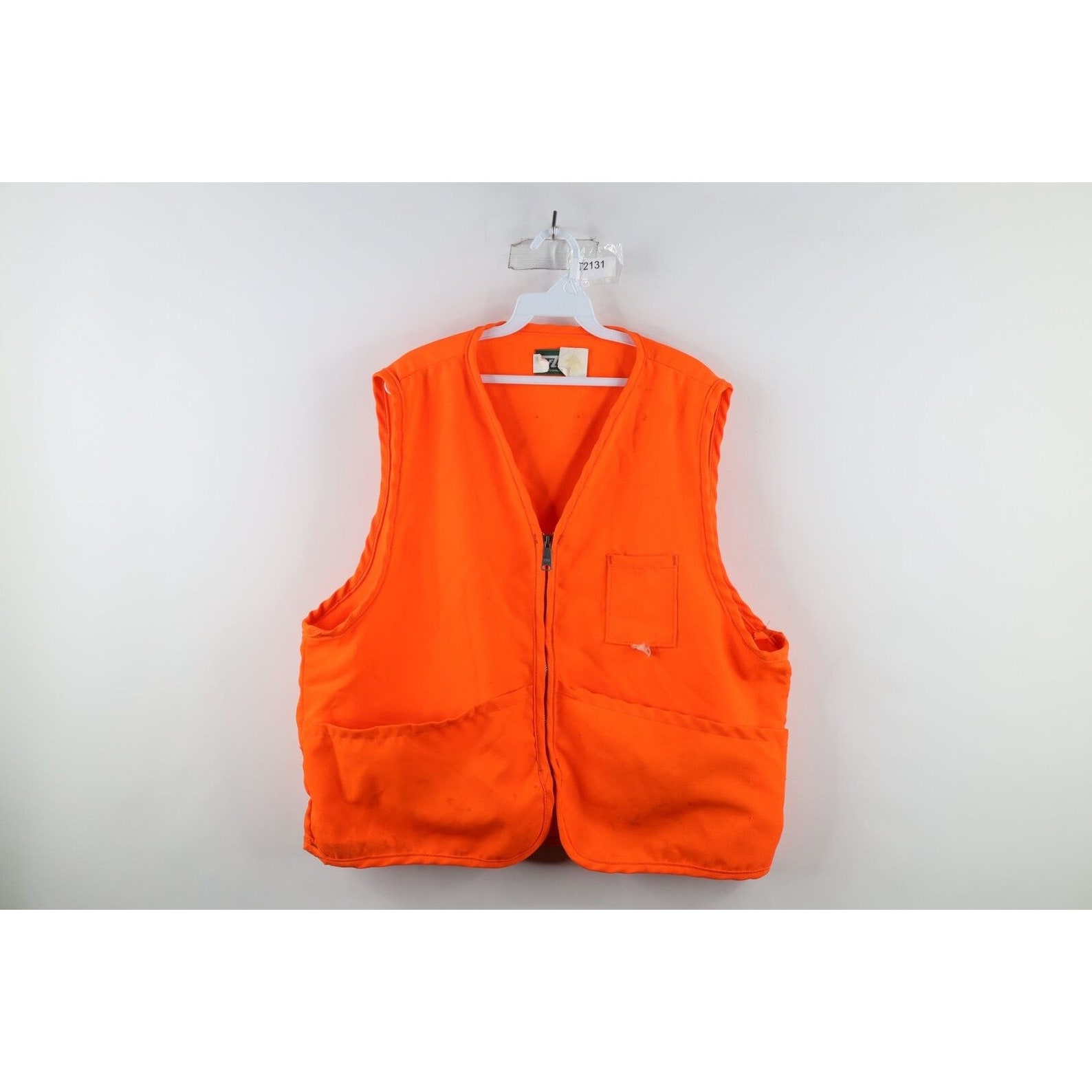 90s Streetwear Mens 2XL Distressed Full Zip Hunting Vest Blaze Orange ...