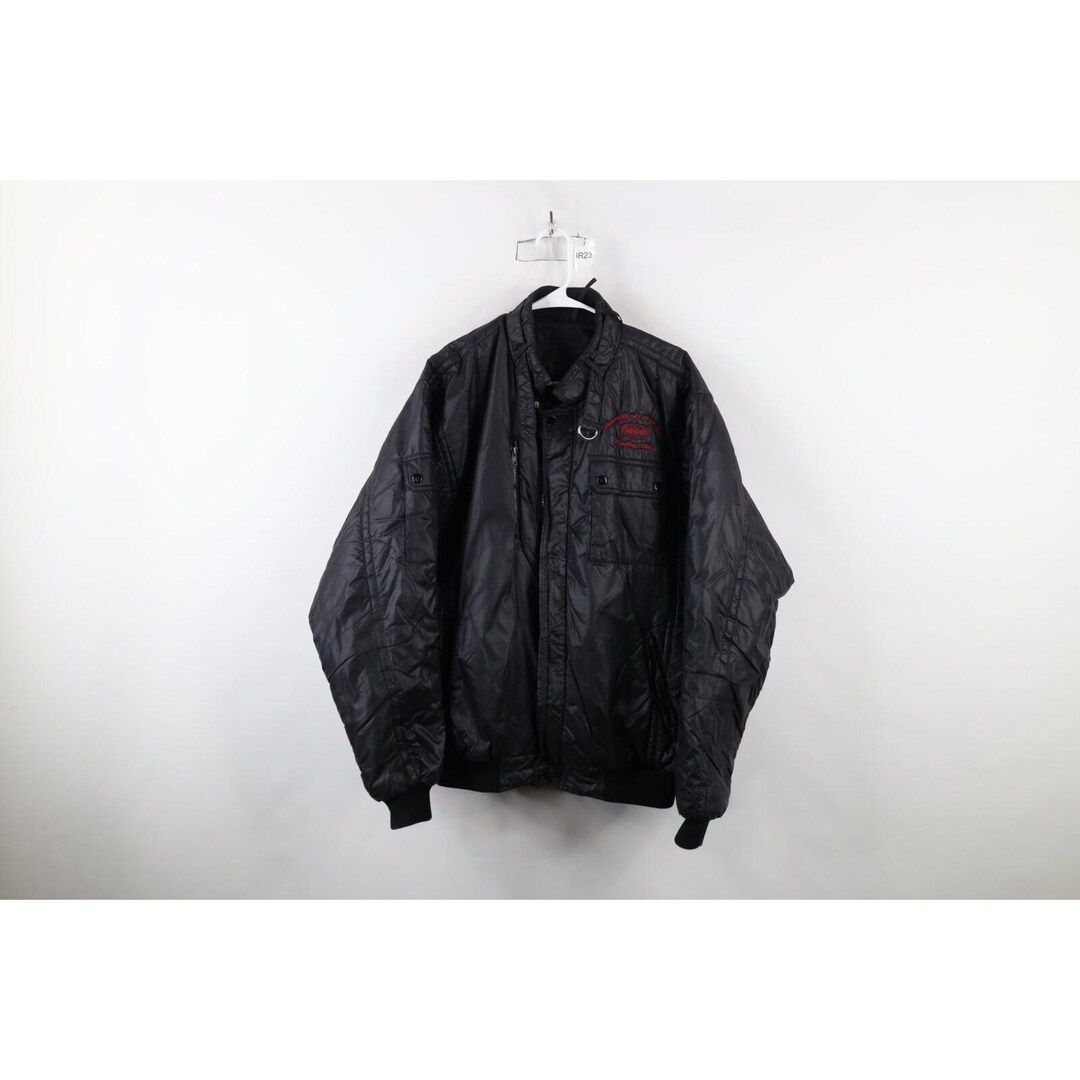 80s 90s Mens XL Peterbilt Trucking Cafe Racer Puffer Bomber Jacket AS IS, Vintage Peterbilt ...