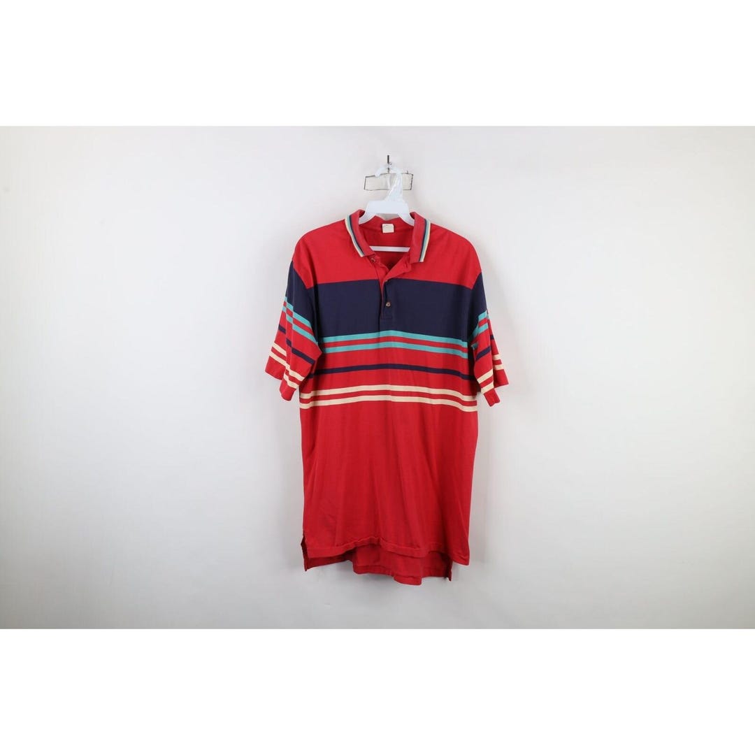 80s 90s Izod Lacoste Mens Large Faded Striped Color Block Polo Shirt USA, Vintage Lacoste Polo ...