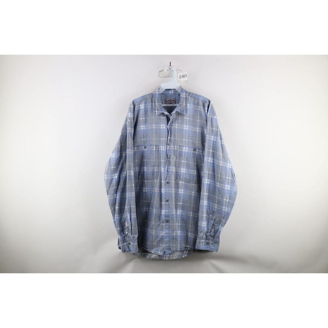 90s Streetwear Mens Large Faded Baggy Fit Collared Button Shirt Plaid ...