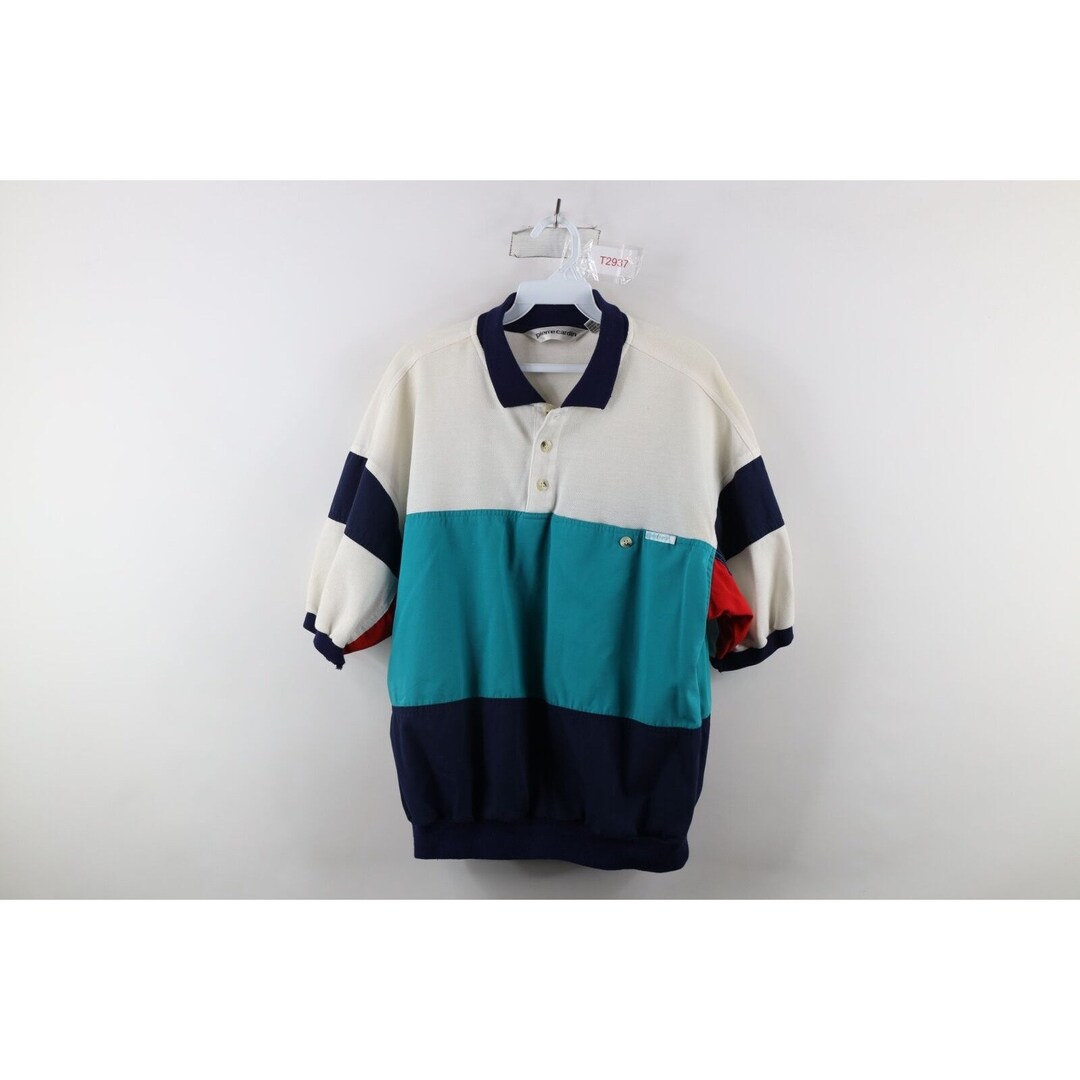 90s Pierre Cardin Mens Large Faded Color Block Collared Pullover Polo ...