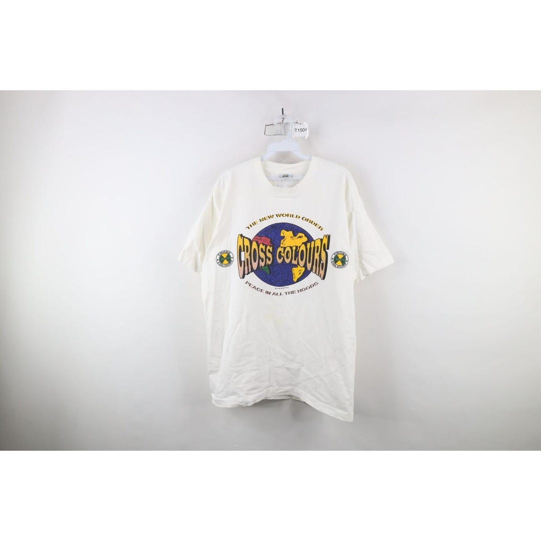 90s Cross Colours Mens One Size Spell Out New World Order T-shirt USA ...