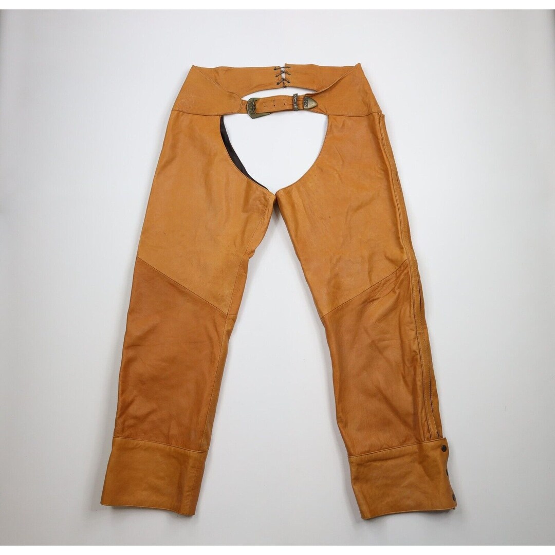 60s 70s Levis Mens XL Distressed Soft Leather Backless Motorcycle Chaps ...