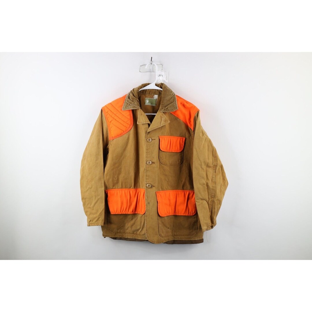 60s 70s Streetwear Mens Large Distressed Canvas Hunting Birding Jacket ...