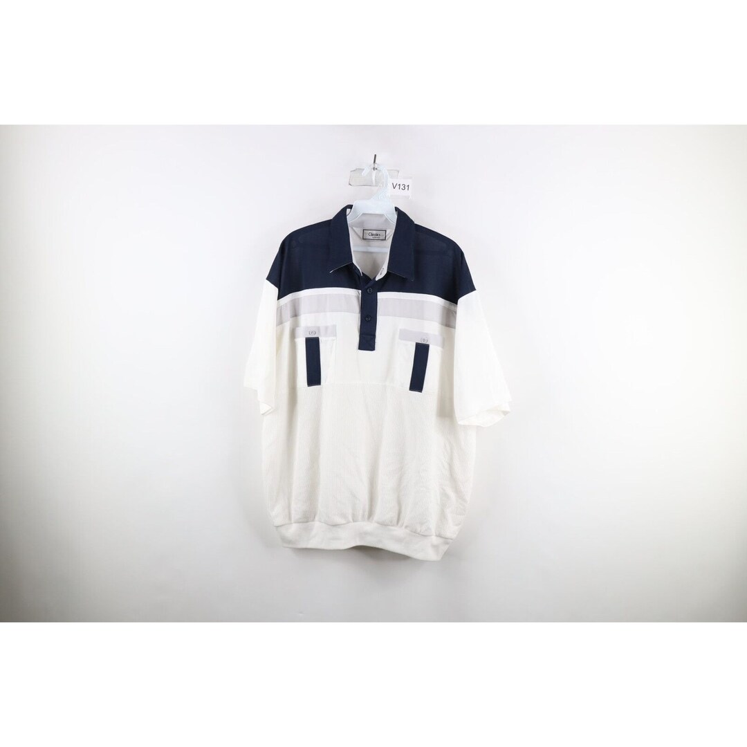 90s Streetwear Mens XL Ribbed Color Block Mob Mafia Pullover Polo Shirt ...