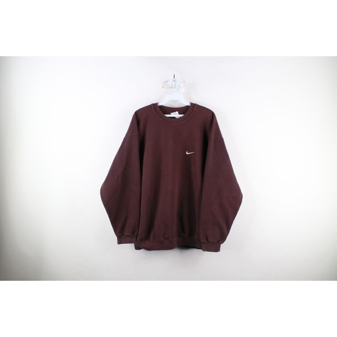 90s Nike Men L Faded Mini Swoosh Sweatshirt Chocolate Brown USA ...