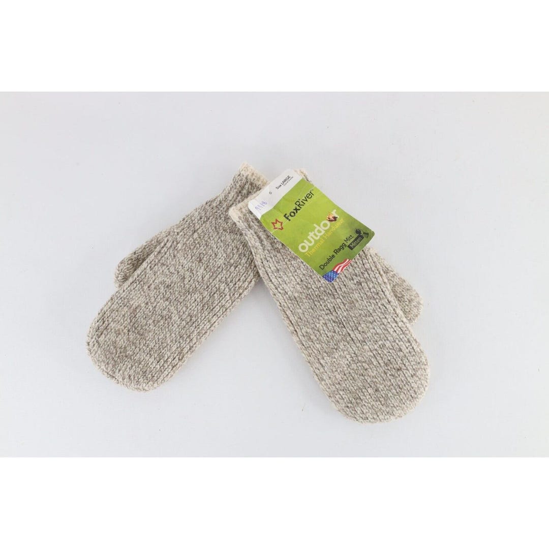 Deadstock Vintage 90s Streetwear Double Ragg Mitt Wool Mittens Gloves ...