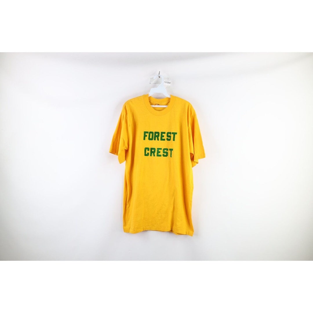 70s Mens 2XL Spell Out Forest Crest Harry's Knot Inn T-shirt Yellow USA ...