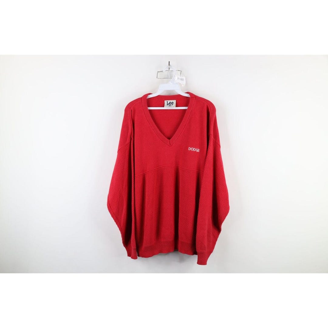 90s Streetwear Mens Large Faded Spell Out Dodge Car Motors Knit Sweater ...