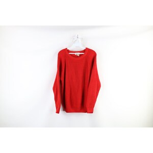70s Streetwear Womens Medium Blank Chunky Ribbed Knit Crewneck Sweater ...