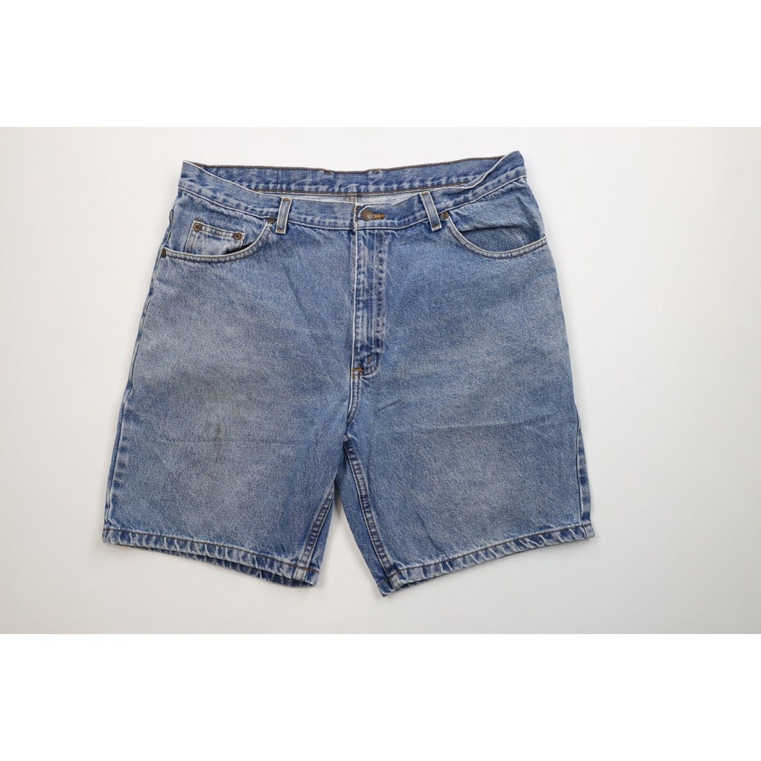 90s Streetwear Mens 36 Distressed Denim Jean Shorts Jorts Blue Cotton ...