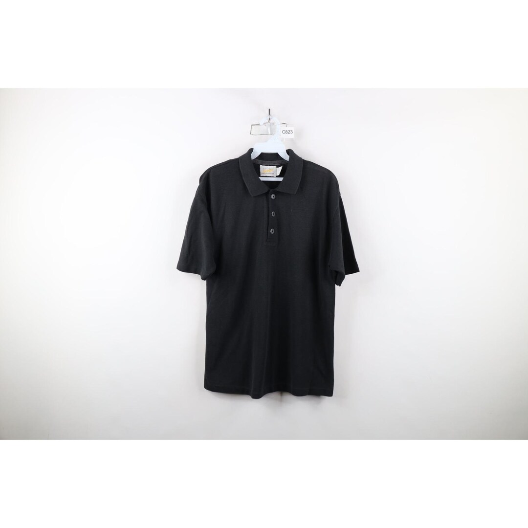80s Express Mens Small Blank Sun Faded Collared Golf Polo Shirt Black ...