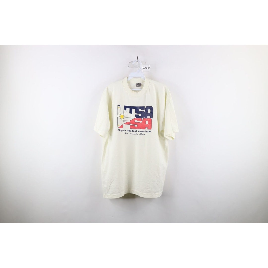 90s Mens XL UTSA Fsa Filipino Student Association Texas T-shirt Cream ...