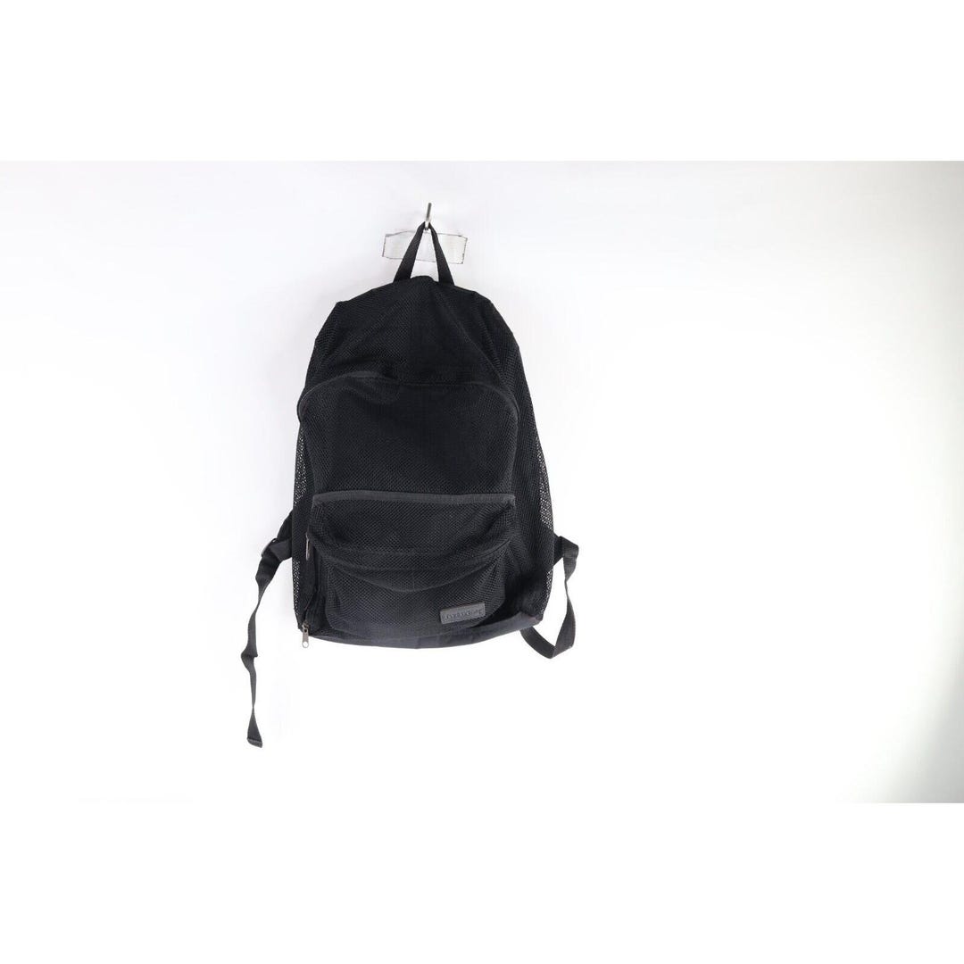 90s Streetwear Mesh See Through Backpack Book Bag Carry on Black ...