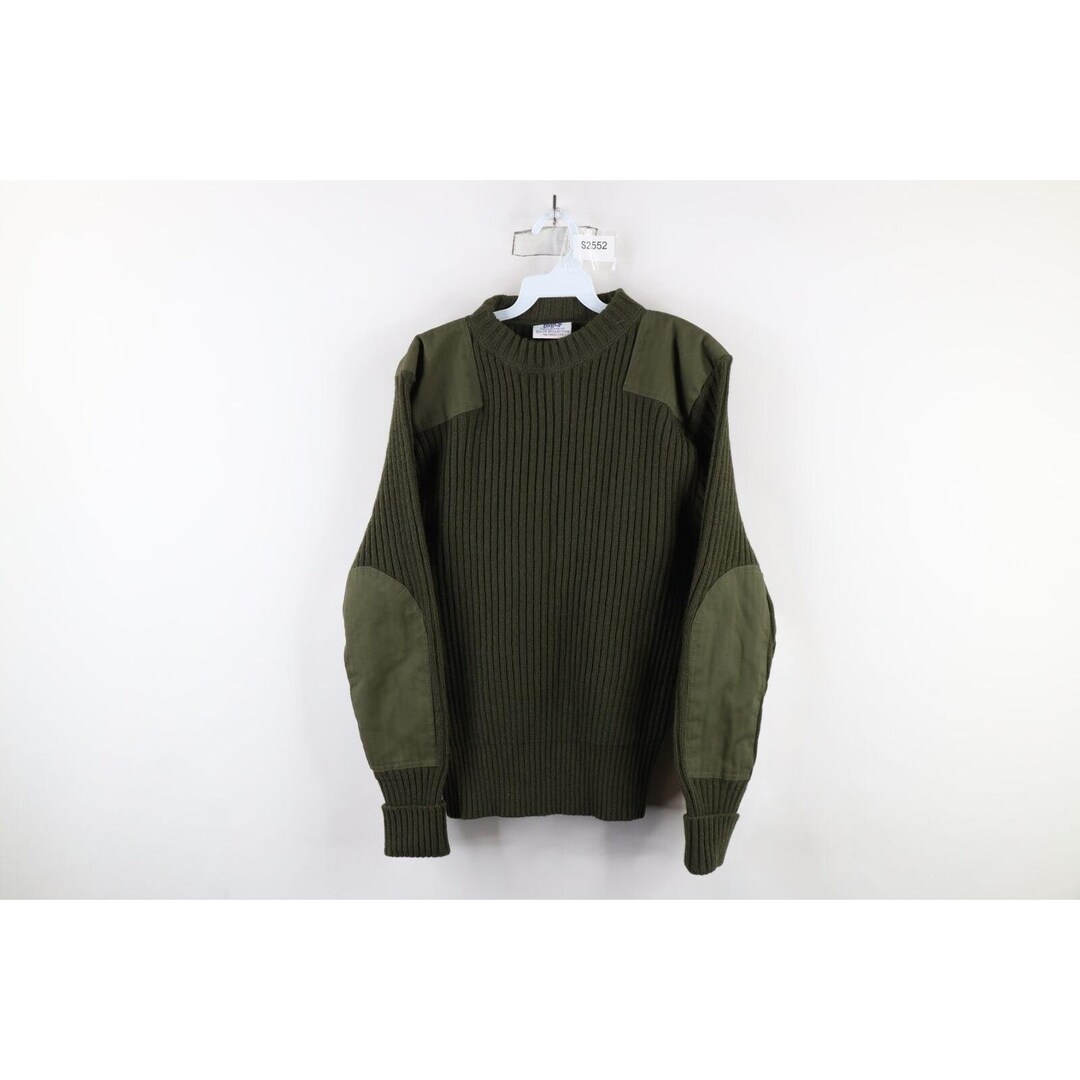 90s Military Mens 40 Heavyweight Wool Ribbed Knit Commando Sweater ...