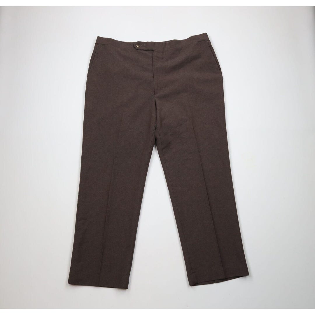 70s Streetwear Mens 42x31 Knit Flared Wide Leg Chino Pants Trousers USA ...