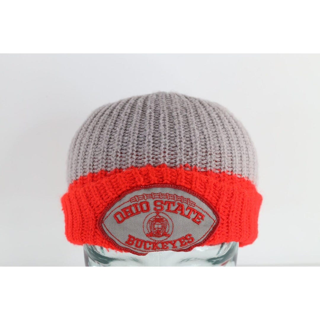 70s Distressed Ohio State University Football Ribbed Knit Winter Beanie ...