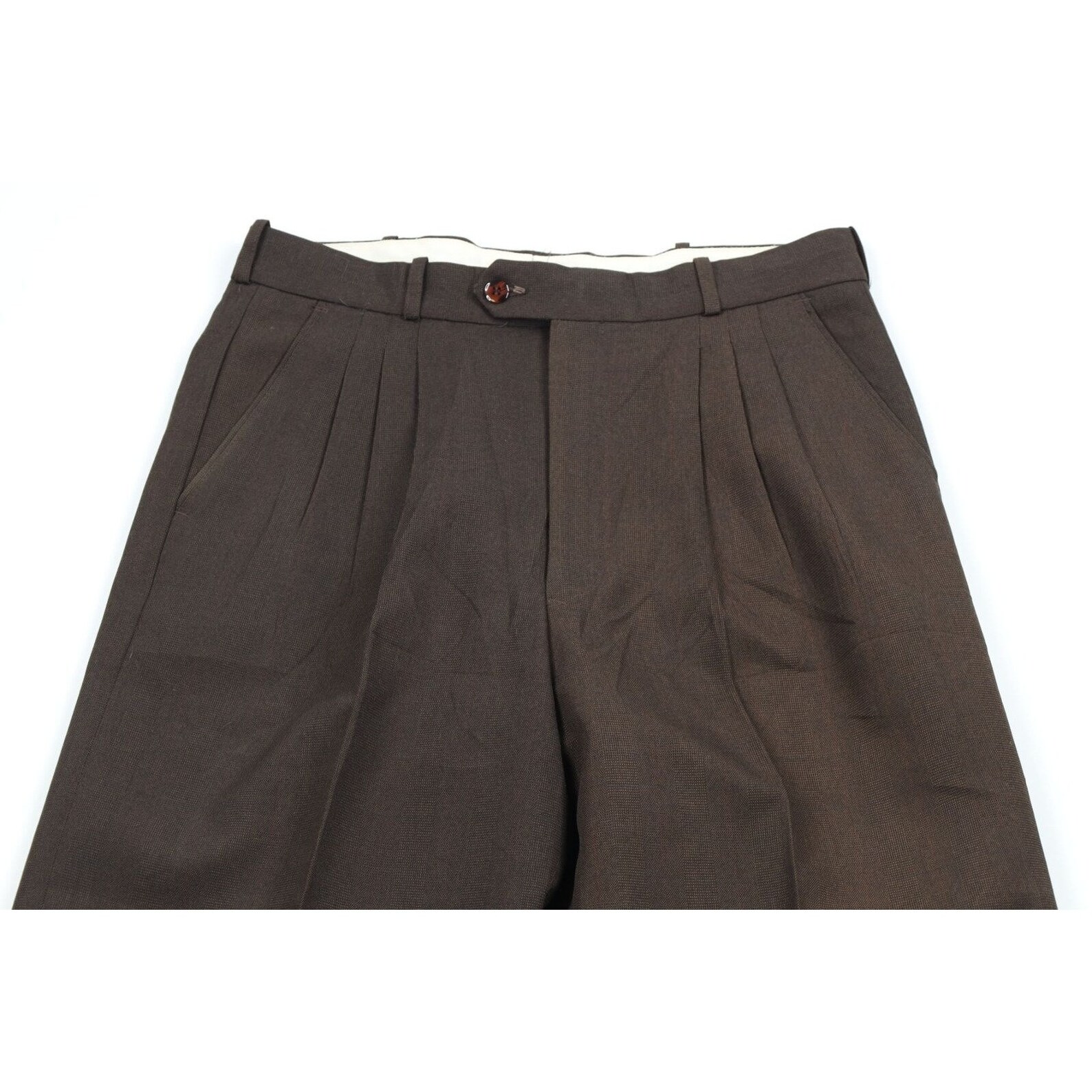 70s Streetwear Mens Size 30x32 Pleated Wide Leg Chino Pants Brown Plaid ...