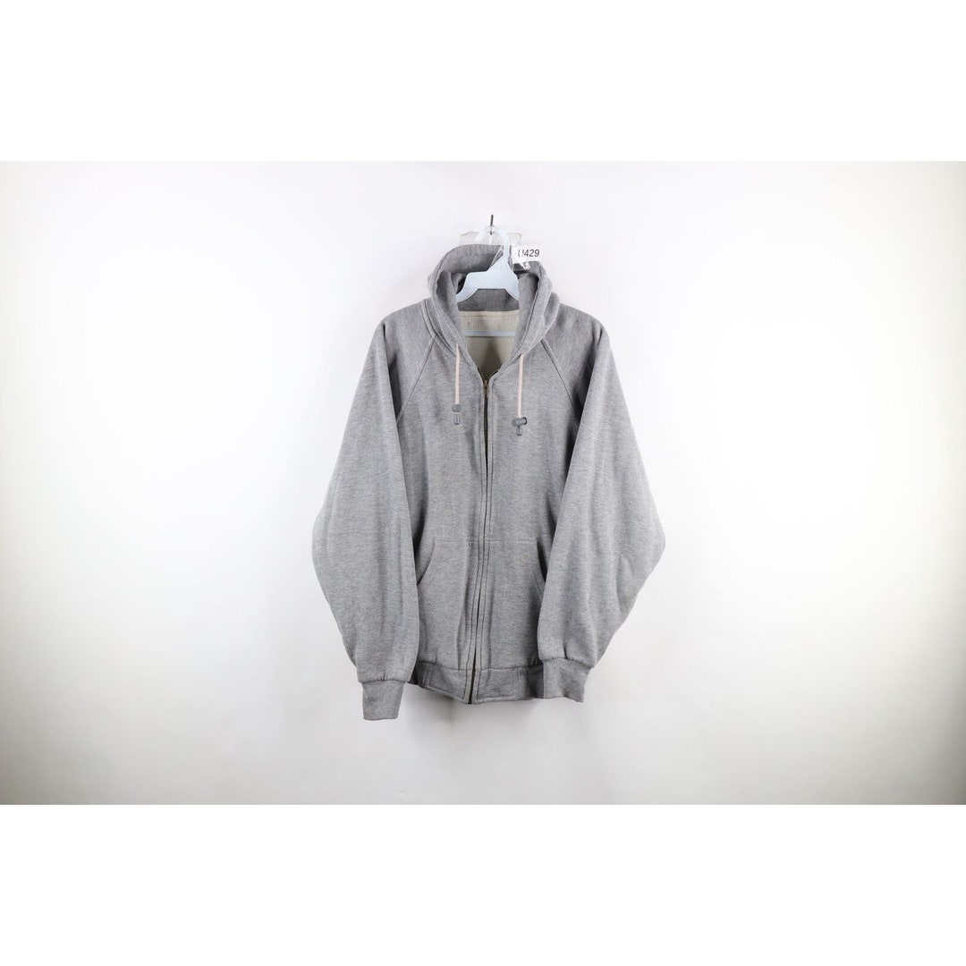 90s Streetwear Mens Medium Distressed Blank Thermal Lined Full Zip ...