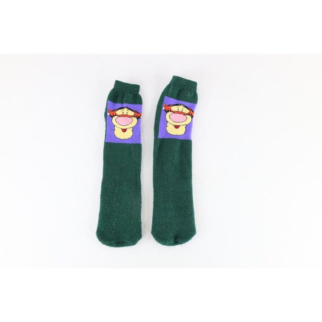 90s Disney Winnie the Pooh Tigger the Tiger Knit Socks Green Womens L ...