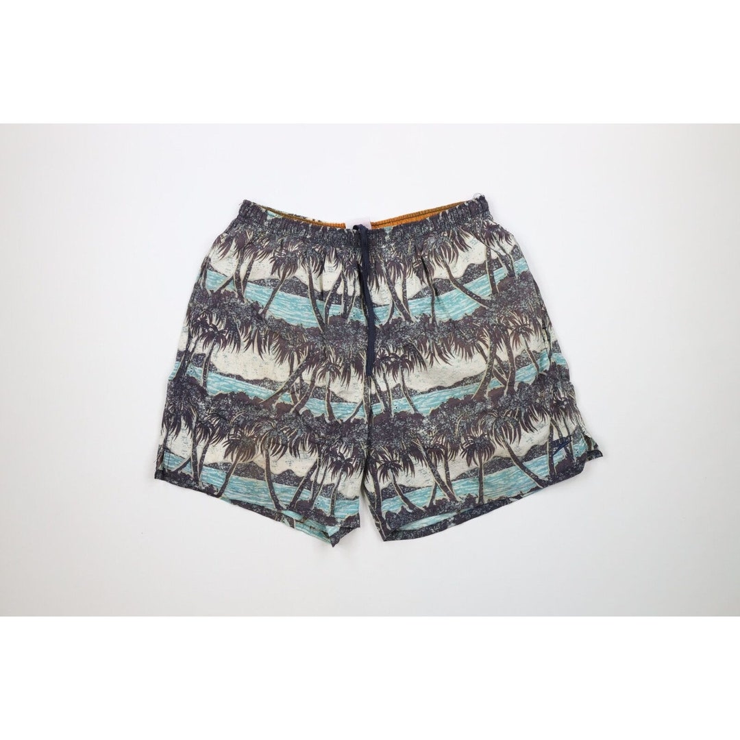 90s Speedo Mens Large Spell Out Beach All Over Print Lined Shorts ...