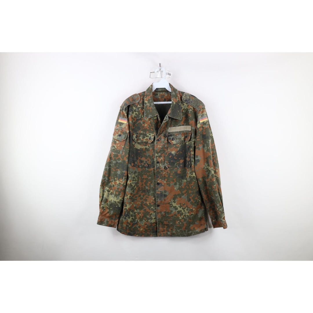 90s Mens Medium Faded German Military Camouflage Shirt Field Jacket ...