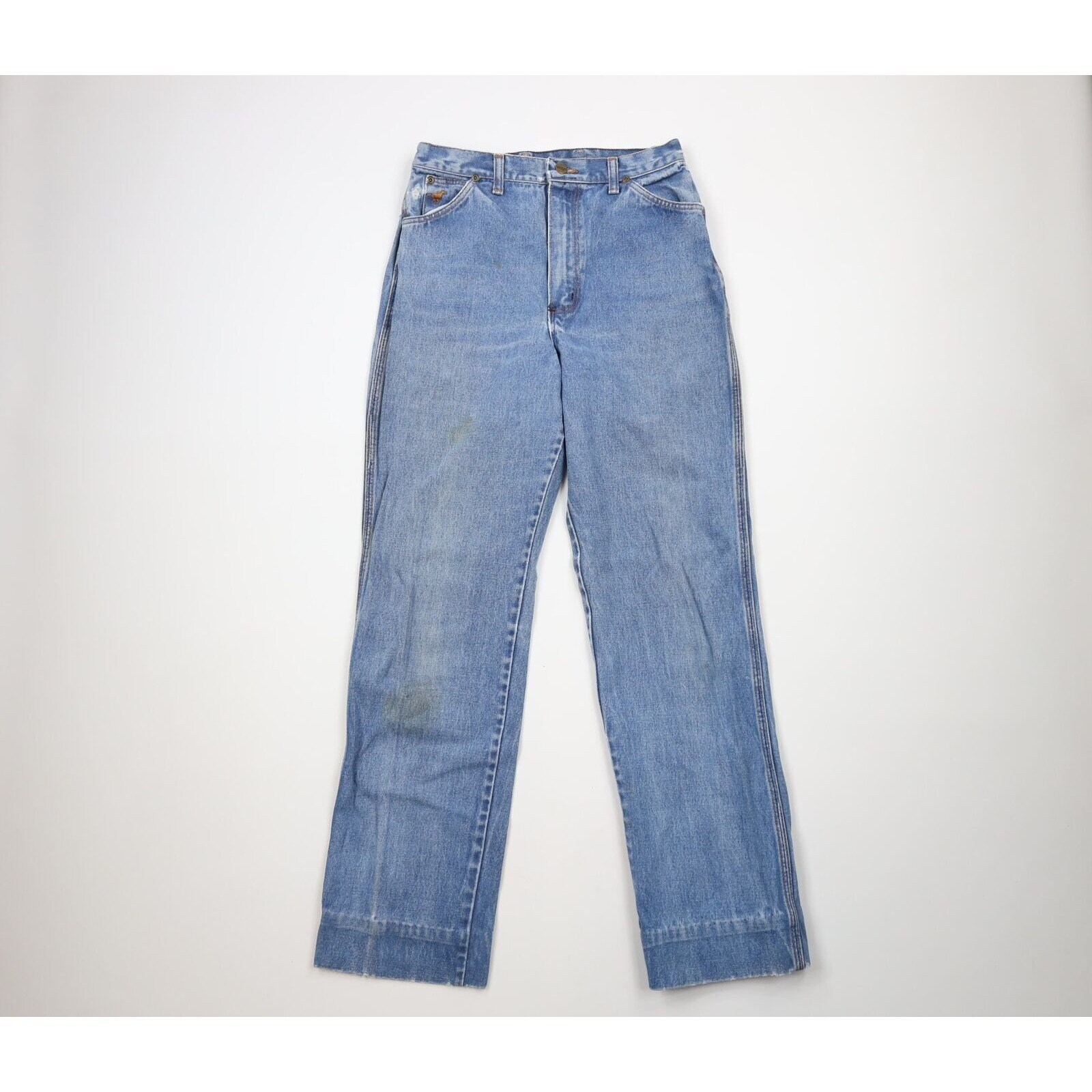 80s Wrangler Womens 12 Distressed Wide Leg Bootcut Denim Jeans Blue USA ...
