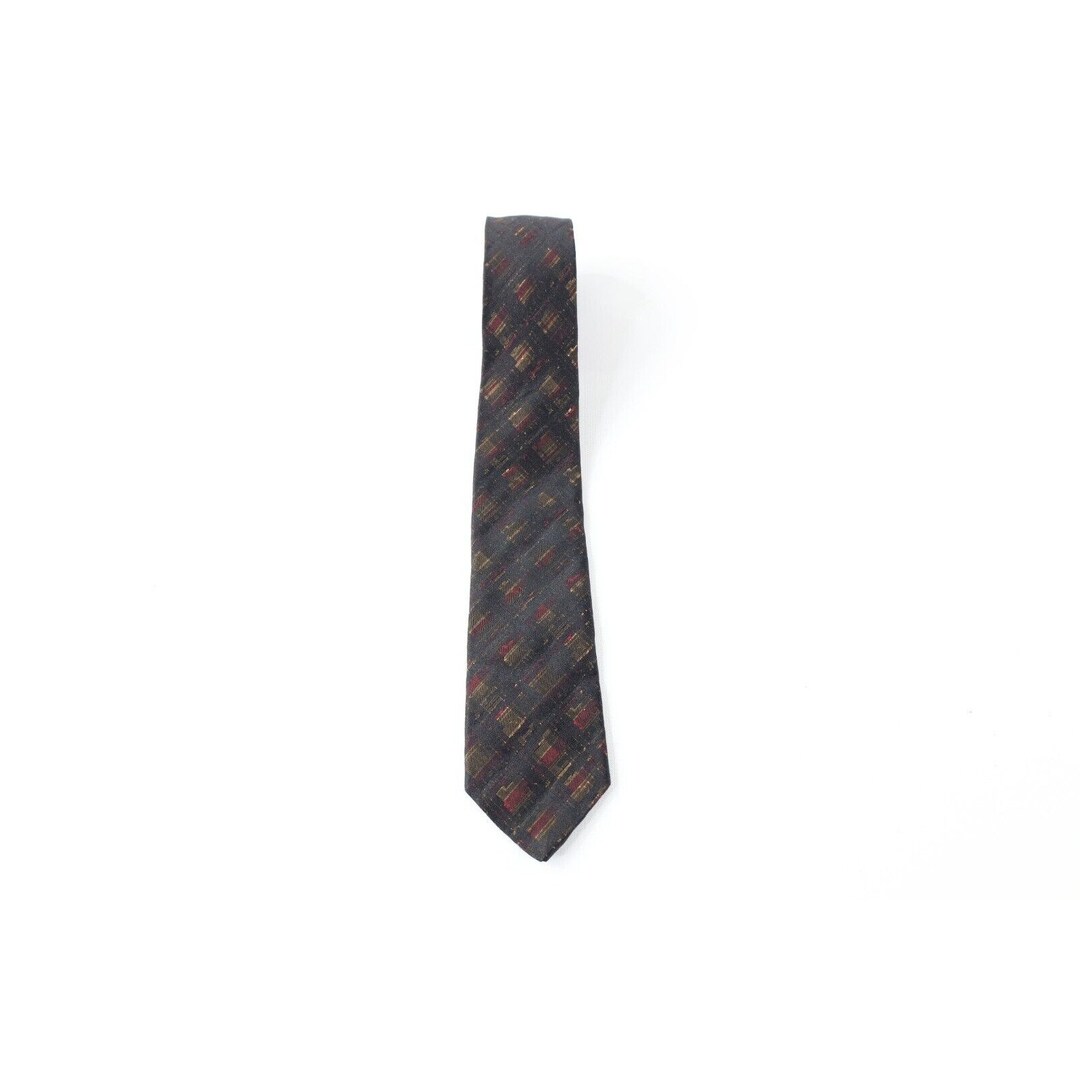 60s Burberry Hardy Amies Rainbow Cross Hatch Skinny Silk Neck Dress Tie ...