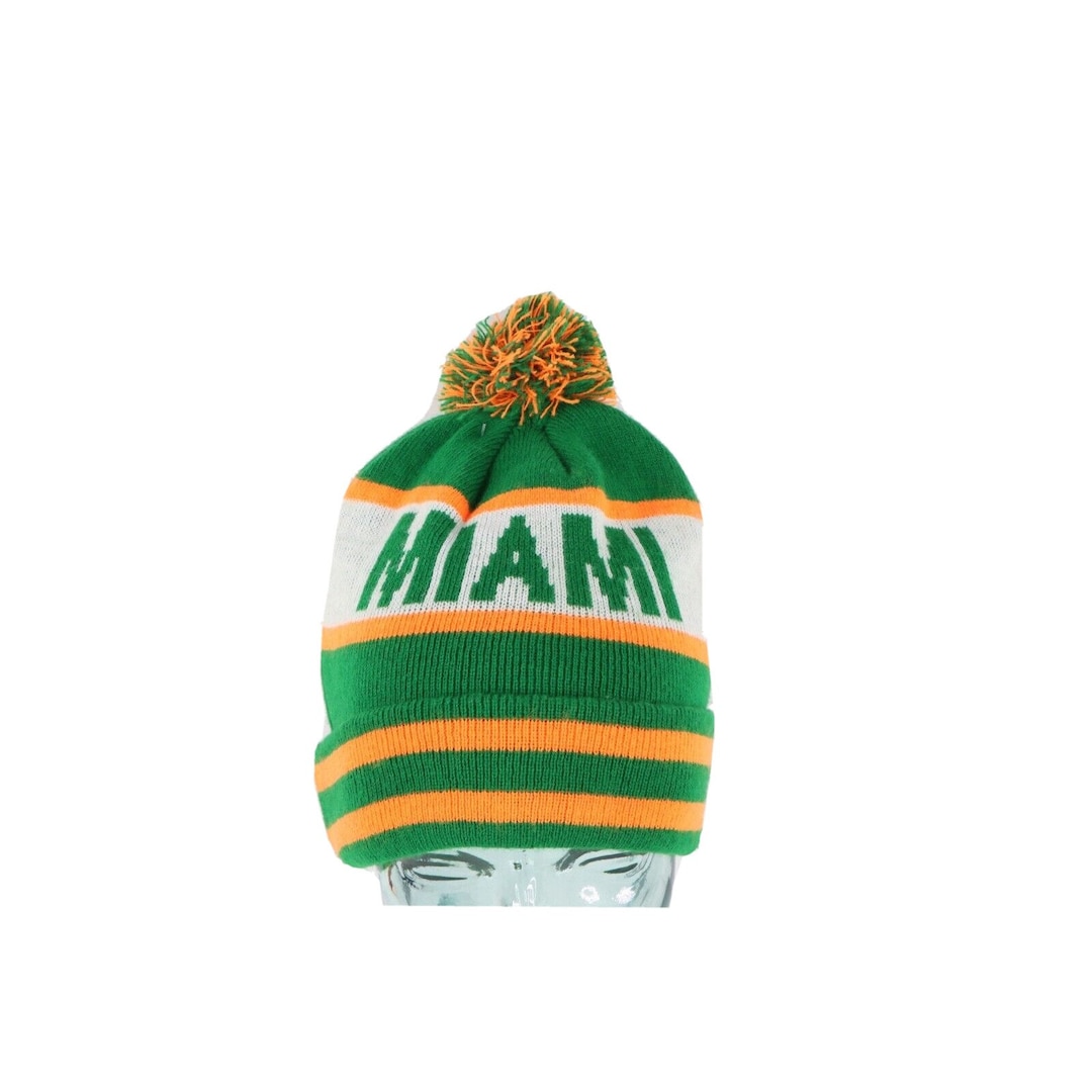 NOS Vintage 90s University of Miami Hurricanes Spell Out Knit Winter ...