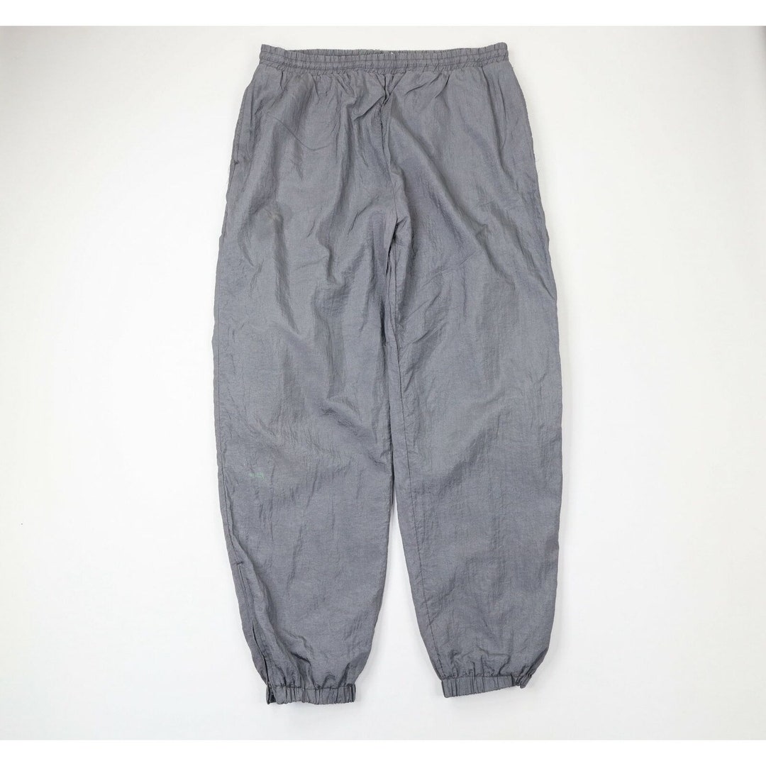 90s Streetwear Mens Size XL Blank Lined Nylon Joggers Jogger Pants Gray ...