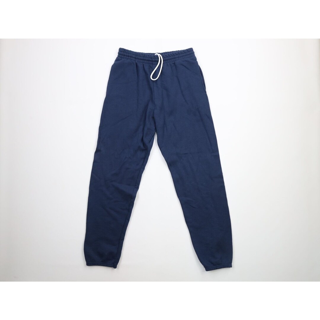 90s Streetwear Mens Medium Faded Blank Cuffed Sweatpants Joggers Blue ...