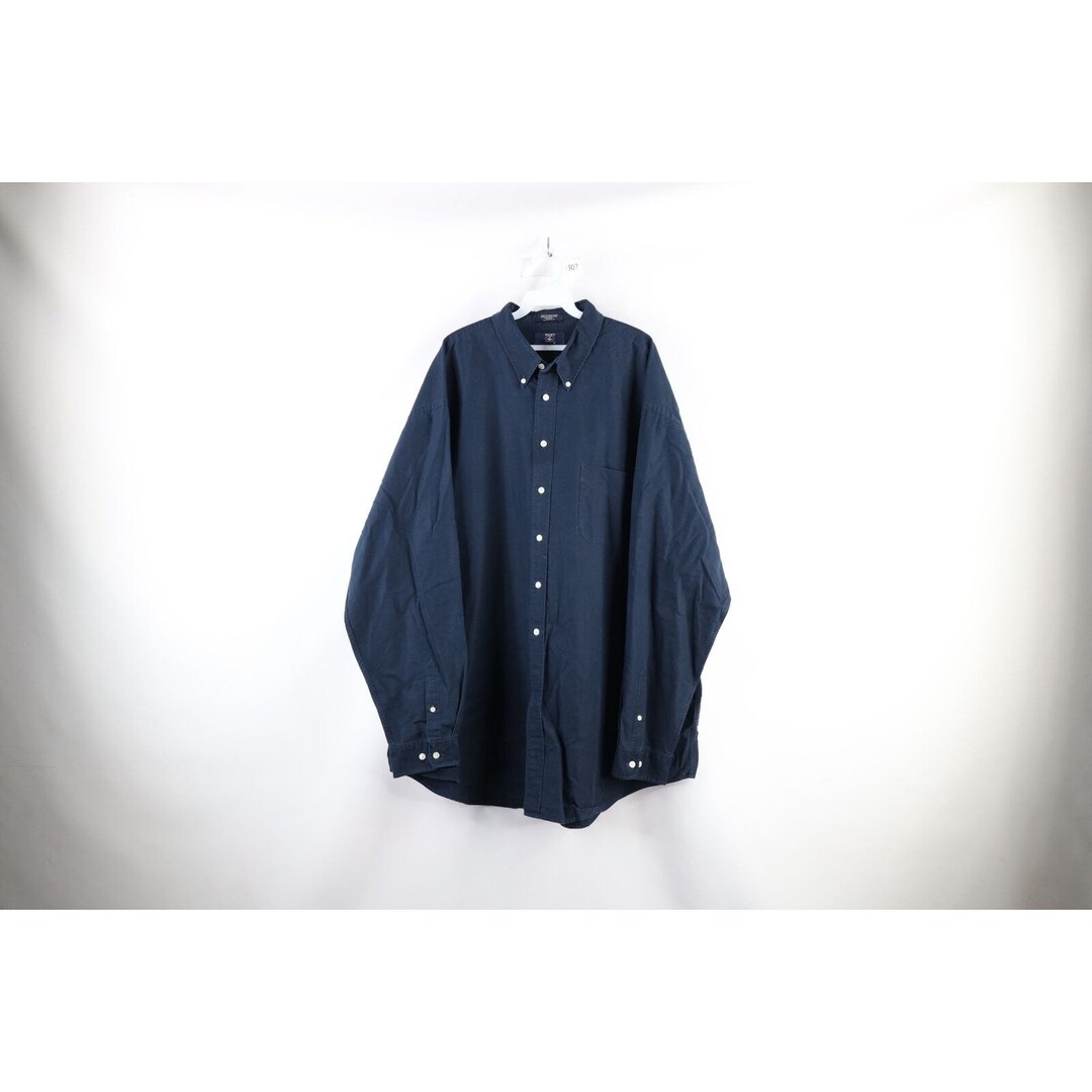 90s Streetwear Mens 2XLT Faded Blank Collared Long Sleeve Button Shirt ...