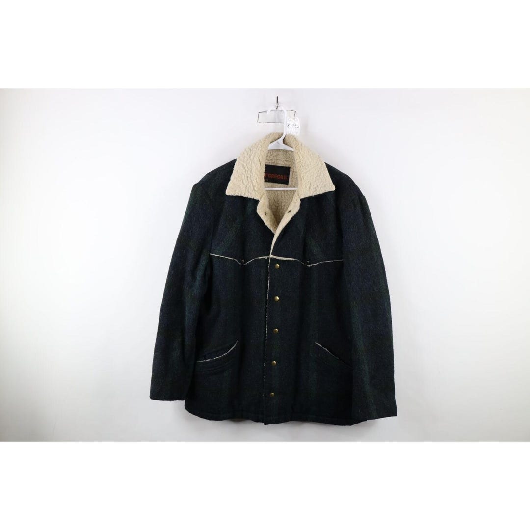 50s 60s Mcgregor Mens 42 Distressed Western Deep Pile Fleece Wool ...