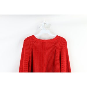 70s Streetwear Womens Medium Blank Chunky Ribbed Knit Crewneck Sweater ...
