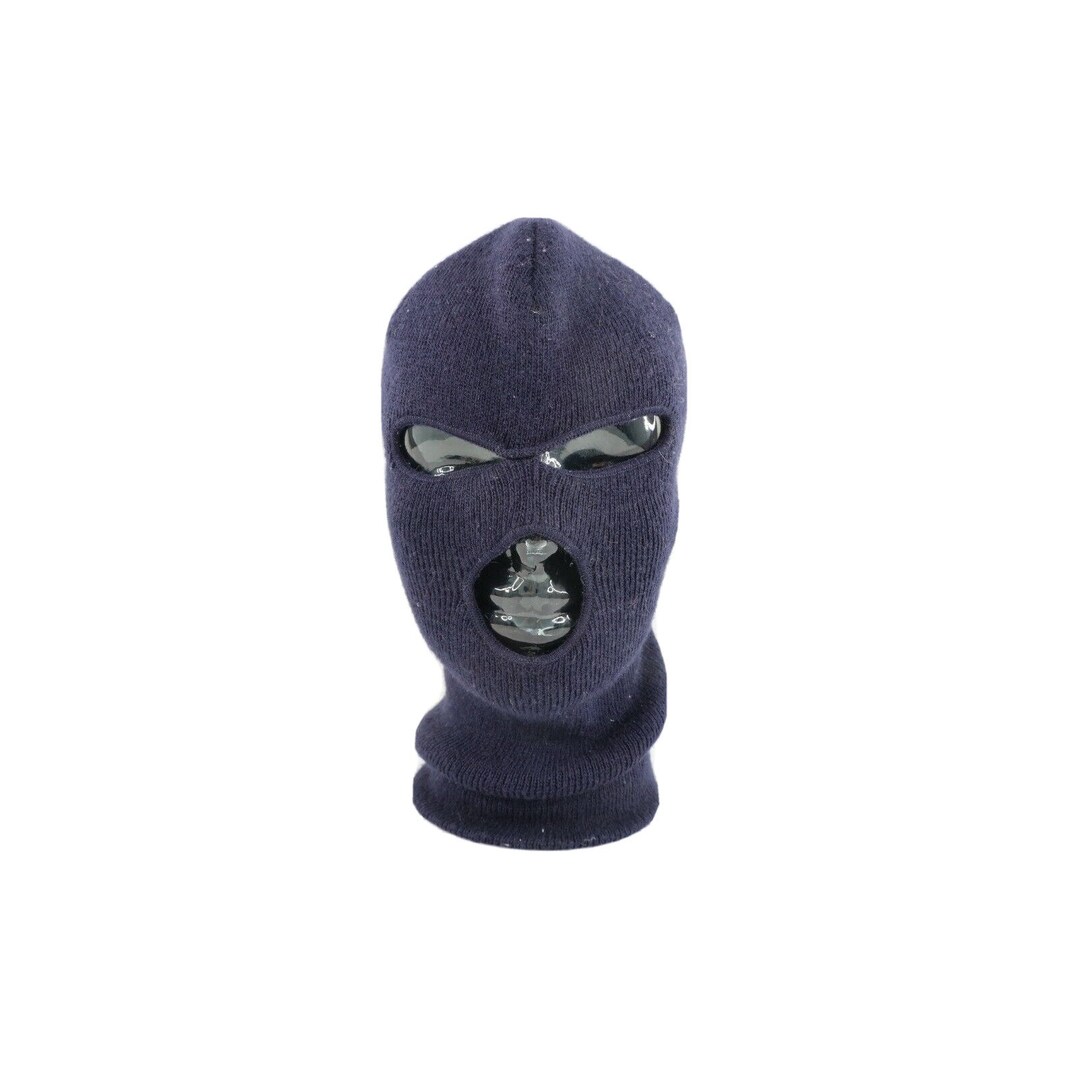 90s Streetwear Winter Knit 3 Hole Robber Beanie Hat Cap Black Acrylic ...