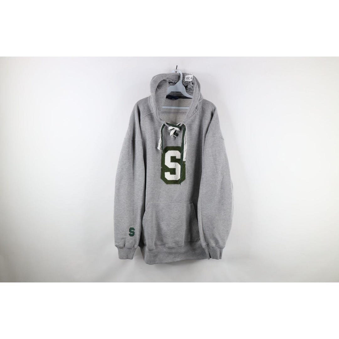 90s Mens 2XL Michigan State University Hockey Hoodie Sweatshirt Gray ...