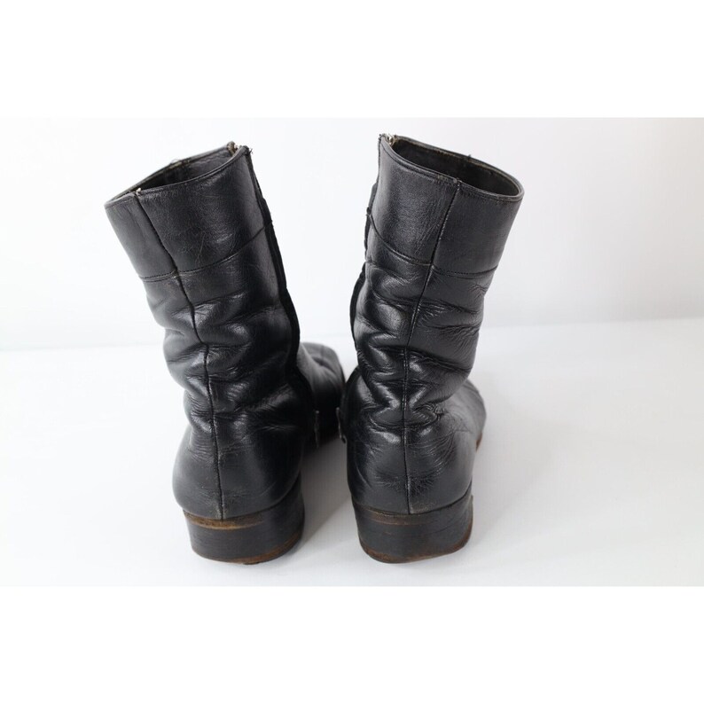 70s Hanover Mens Size 7 Distressed Side Zip Leather Chelsea Boots Black ...