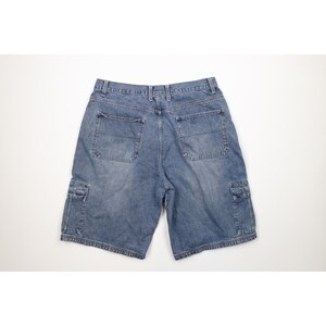 90s Streetwear Mens 38 Distressed Baggy Fit Double Knee Cargo Denim ...